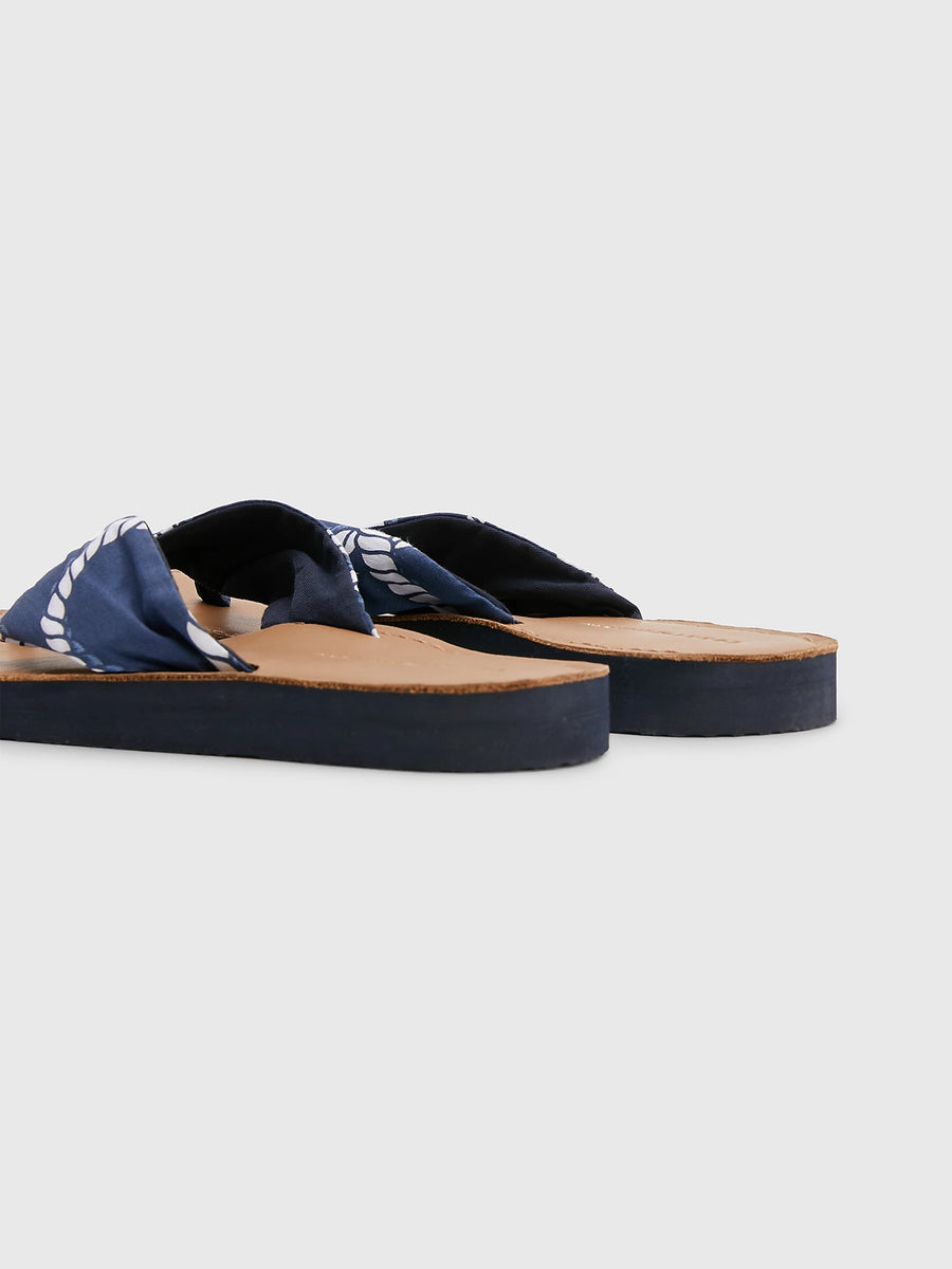 TOMMY HILFIGER Navy Elevated Rope Print Flip Flop SHOOZZ